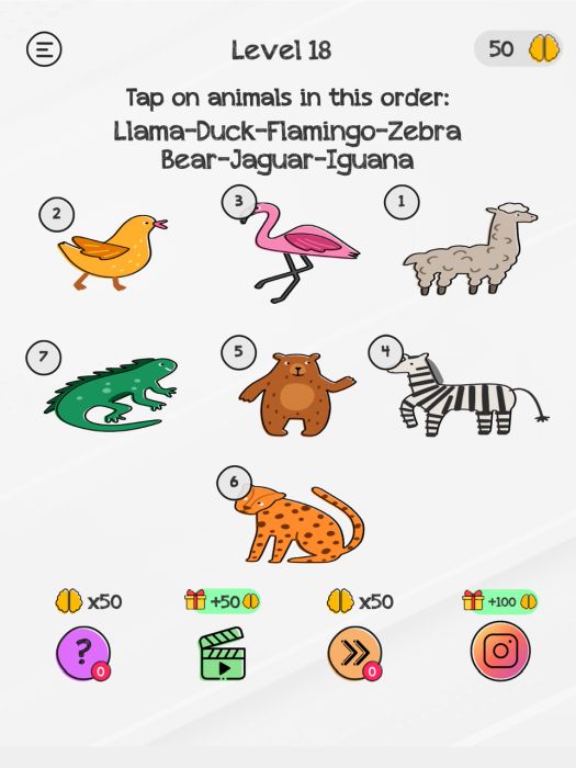 Braindom: Brain Games Test Answers Level 1 – Level 50